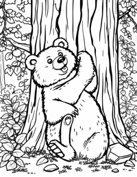 Bear Scratching Against A Tree A Bear Scratching... Coloring Page