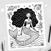 African American Mermaid Coloring Page