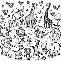 Dancing Animals Coloring Page