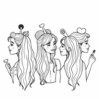 Cute Hair Braids Coloring Page