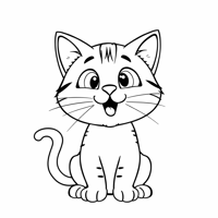 Funny Cat Coloring Page