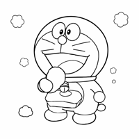 Doraemon Eats Dorayaki Coloring Page