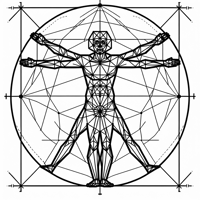 Burlesque Woman With Breasts Posing In A Vitruvian... Coloring Page