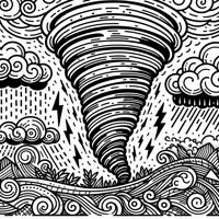 Tornado And Extreme Weather Wreaking Havoc Coloring Page