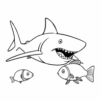 Shark Eat Fish Coloring Page