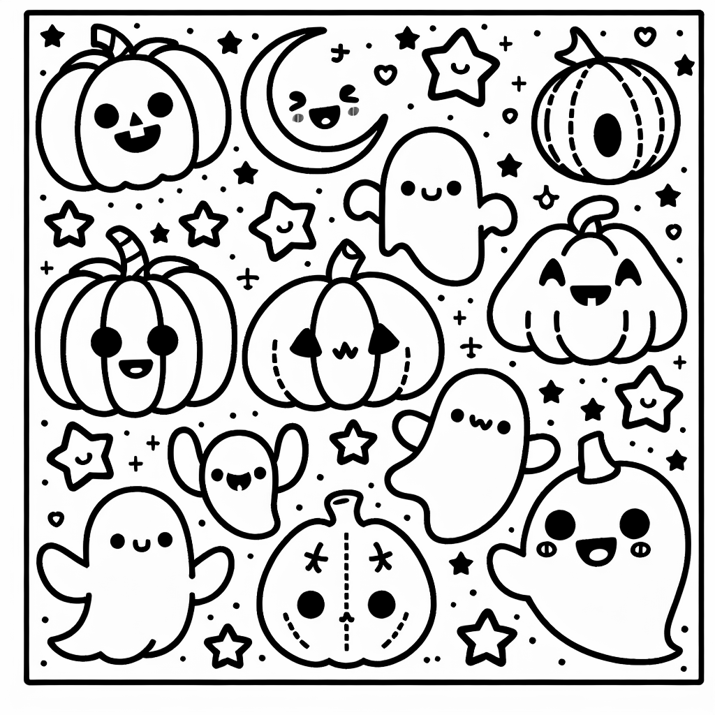 Kawaii Halloween Coloring Page