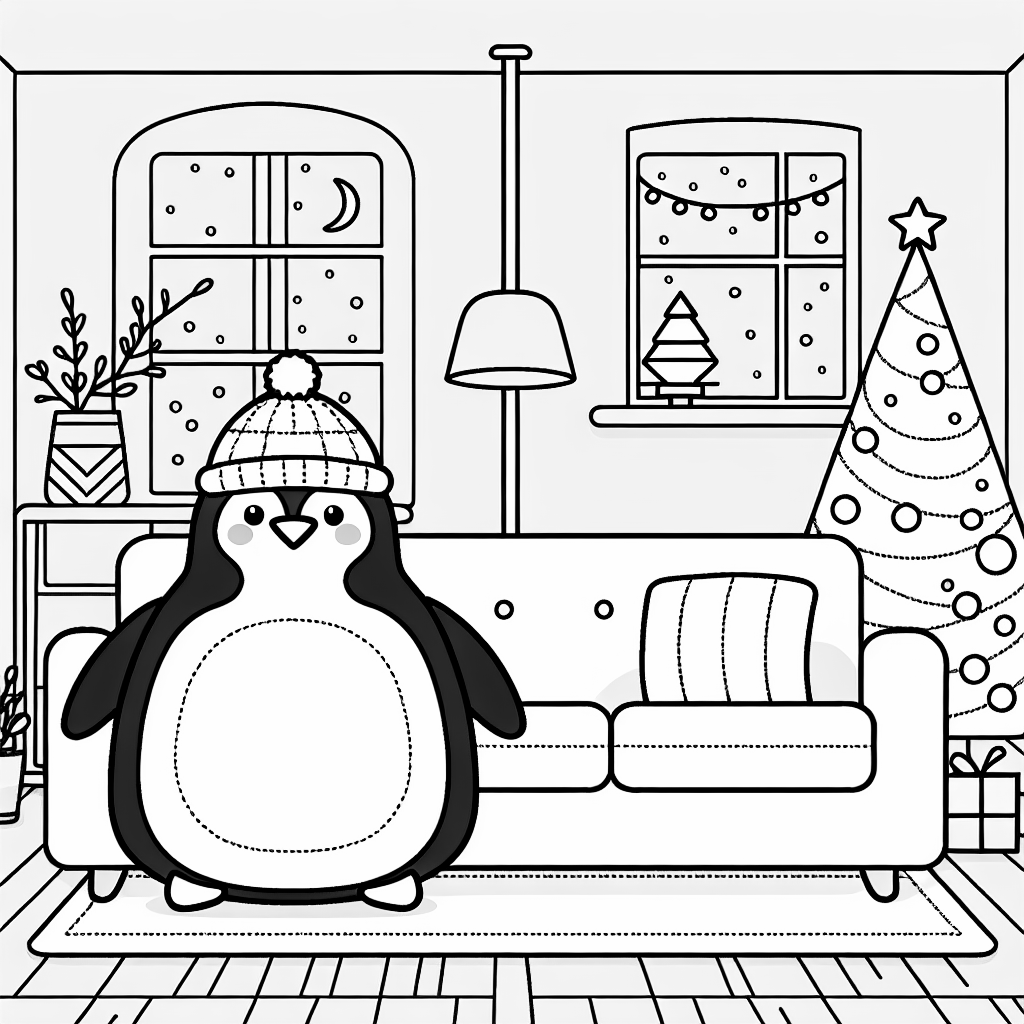 Create A Cozy Christmasthemed Living Room... Coloring Page