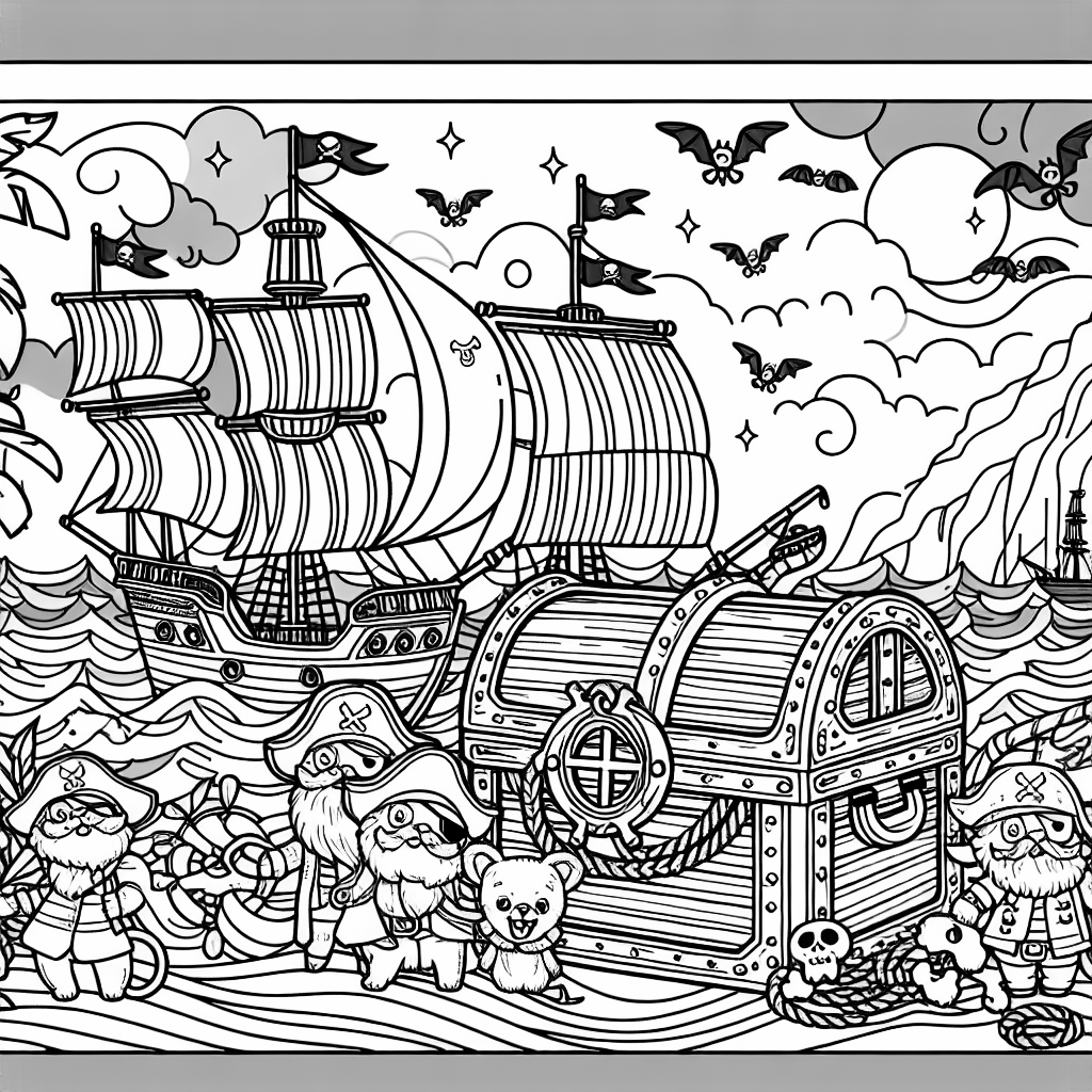A Pirate Treasure Coloring Page