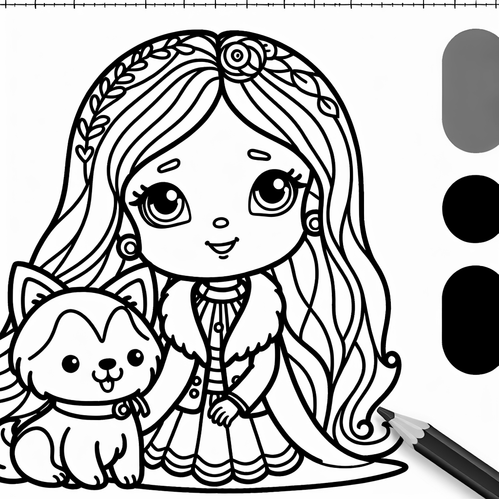 A Girl With A Dog Coloring Page