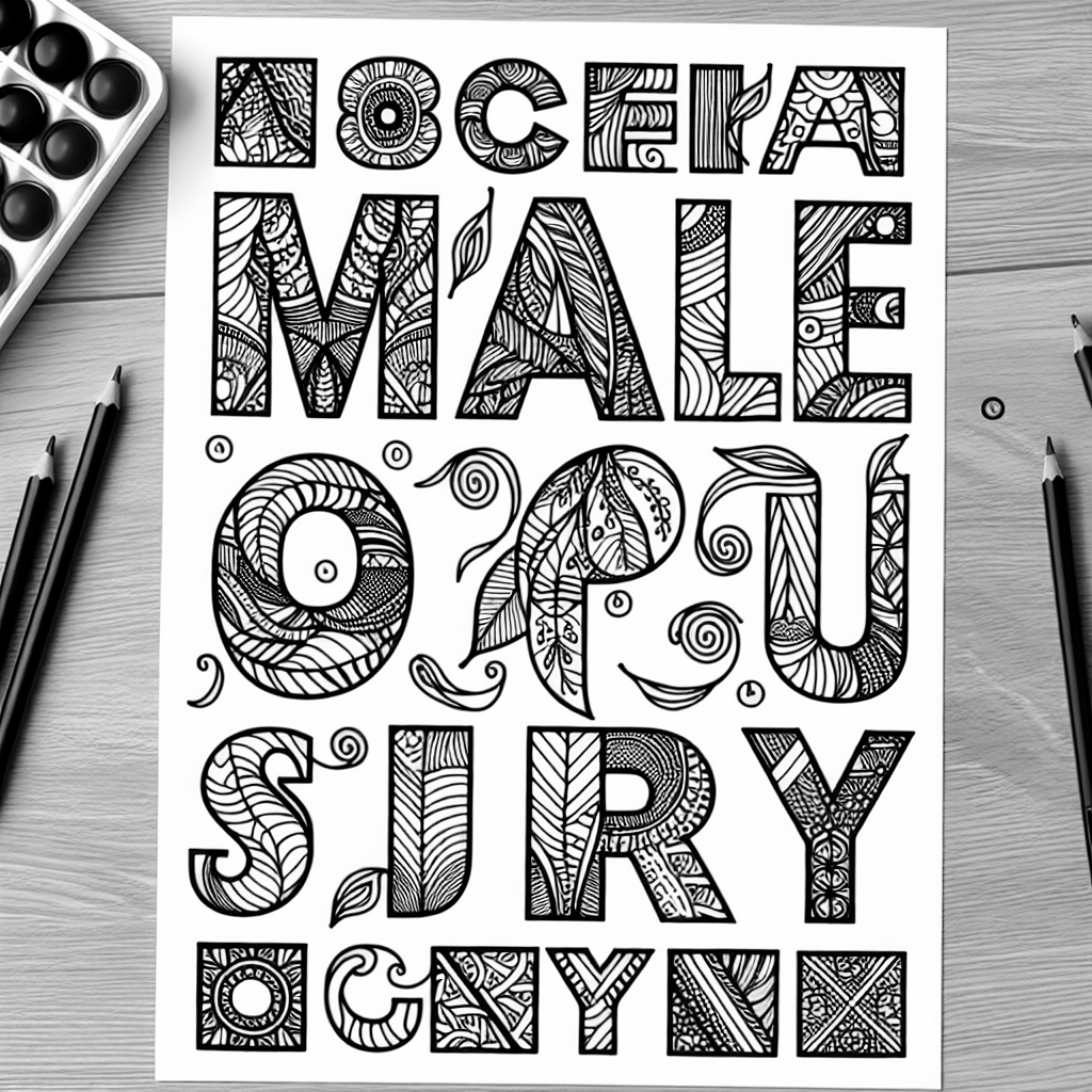 The Name Mallory Written In Different Fonts Coloring Page