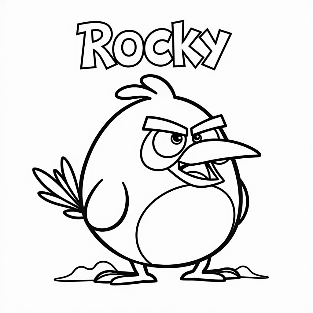The Words "Rocky" On The Top Of Page, Angry Birds Coloring Page