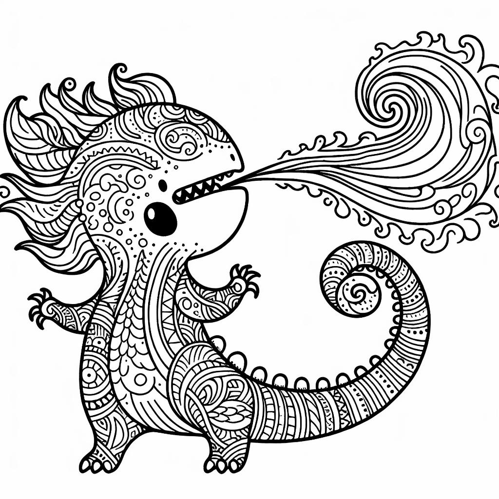 Charmander From Pokemon Spitting Fire Coloring Page
