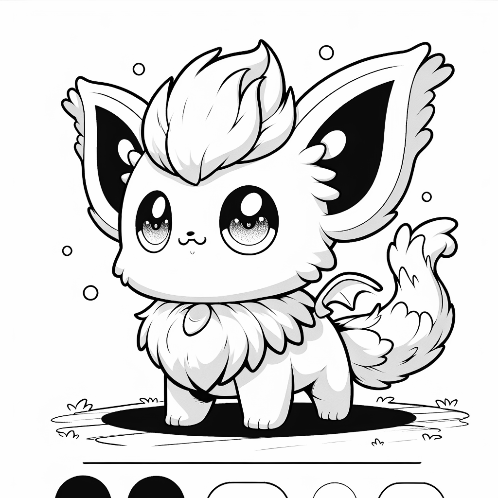 A Cute Round Chibi Manticore With Big Sparkling... Coloring Page