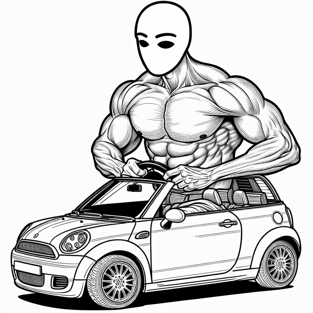 Vin Diesel With Short Hair Driving A Hatchback... Coloring Page