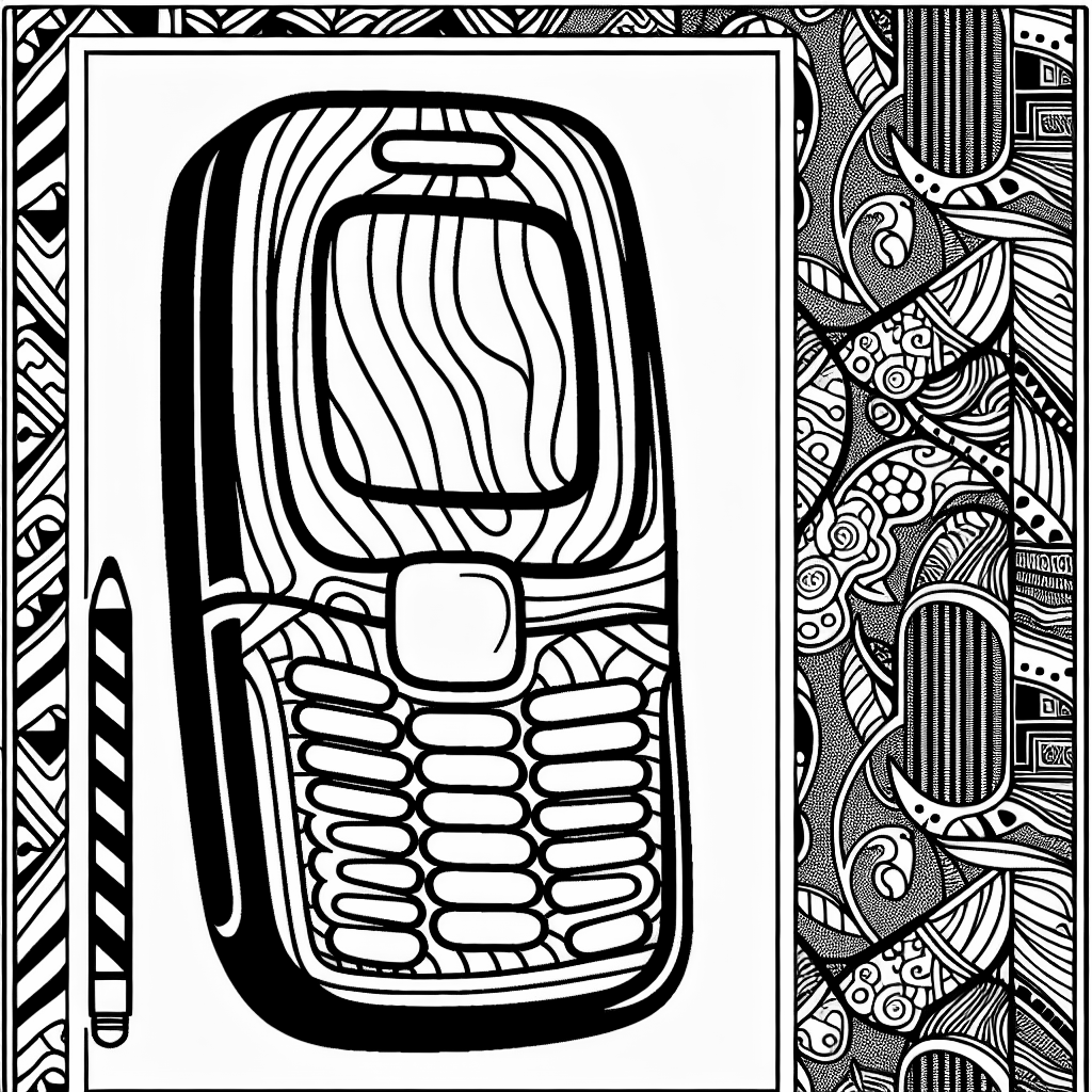 Groovy Retro Cute Flip Phone Coloring Page