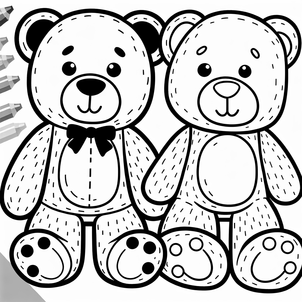 Vibrant Fun And Simple With Plain Background Teddy... Coloring Page