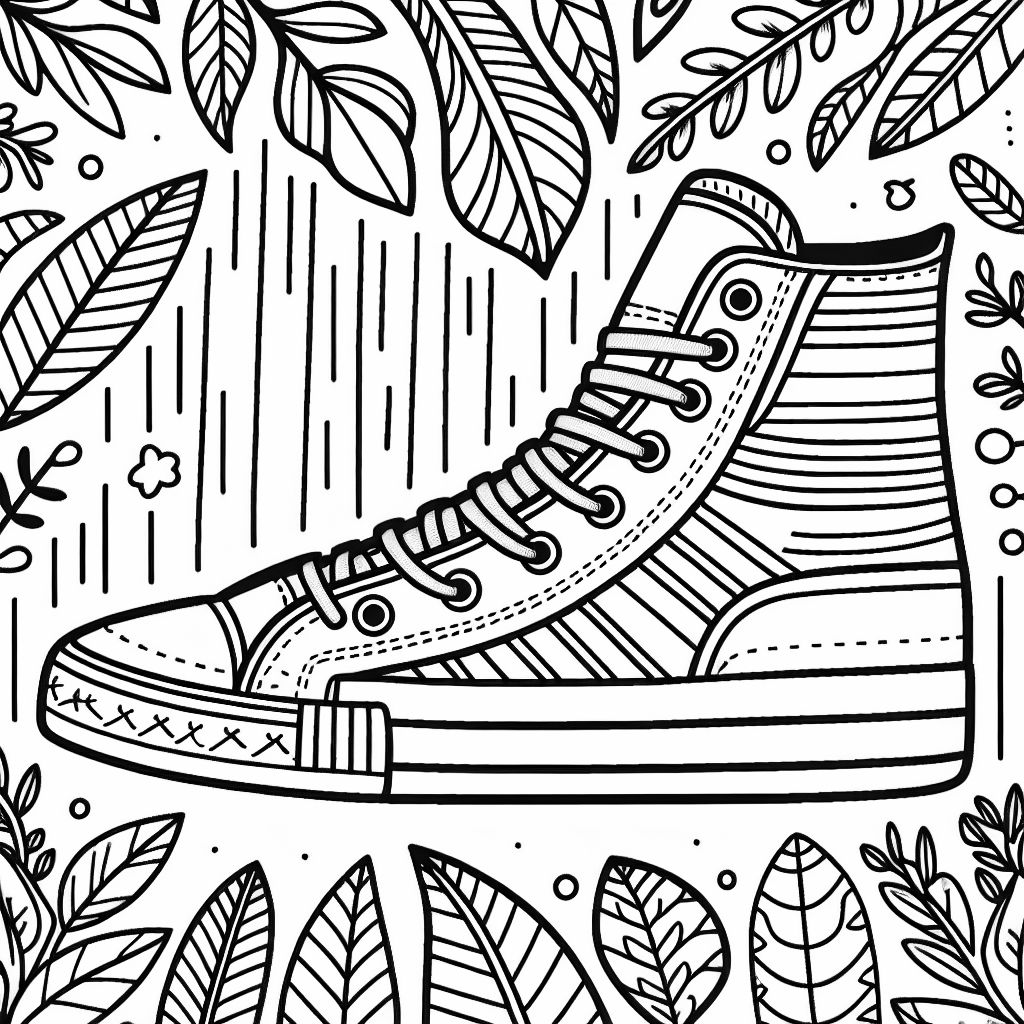 Converse Shoe Vibrant Fun And Simple Without... Coloring Page