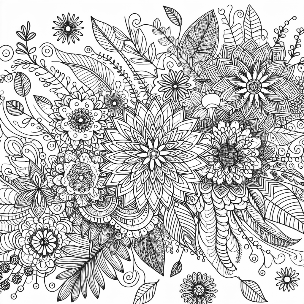 Intricate Flowers Coloring Page