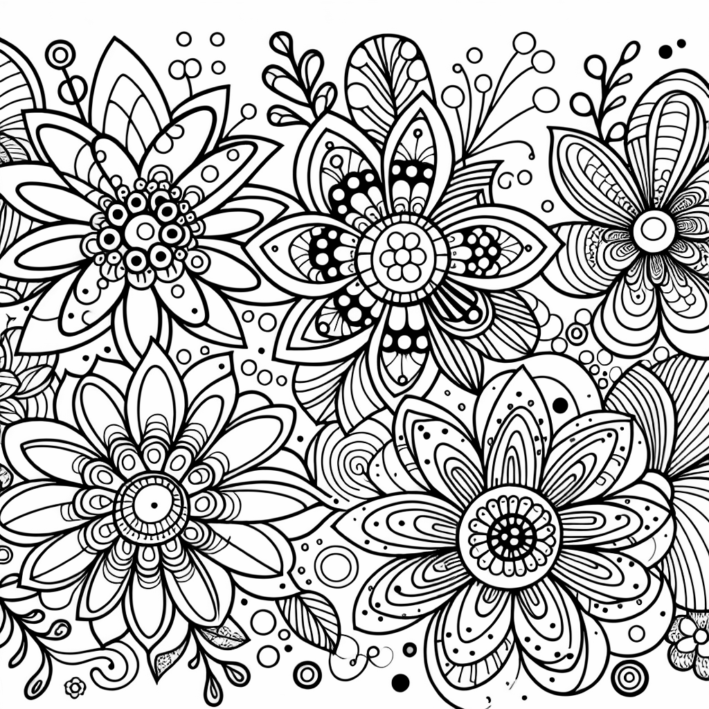 Intricate Flowers Coloring Page