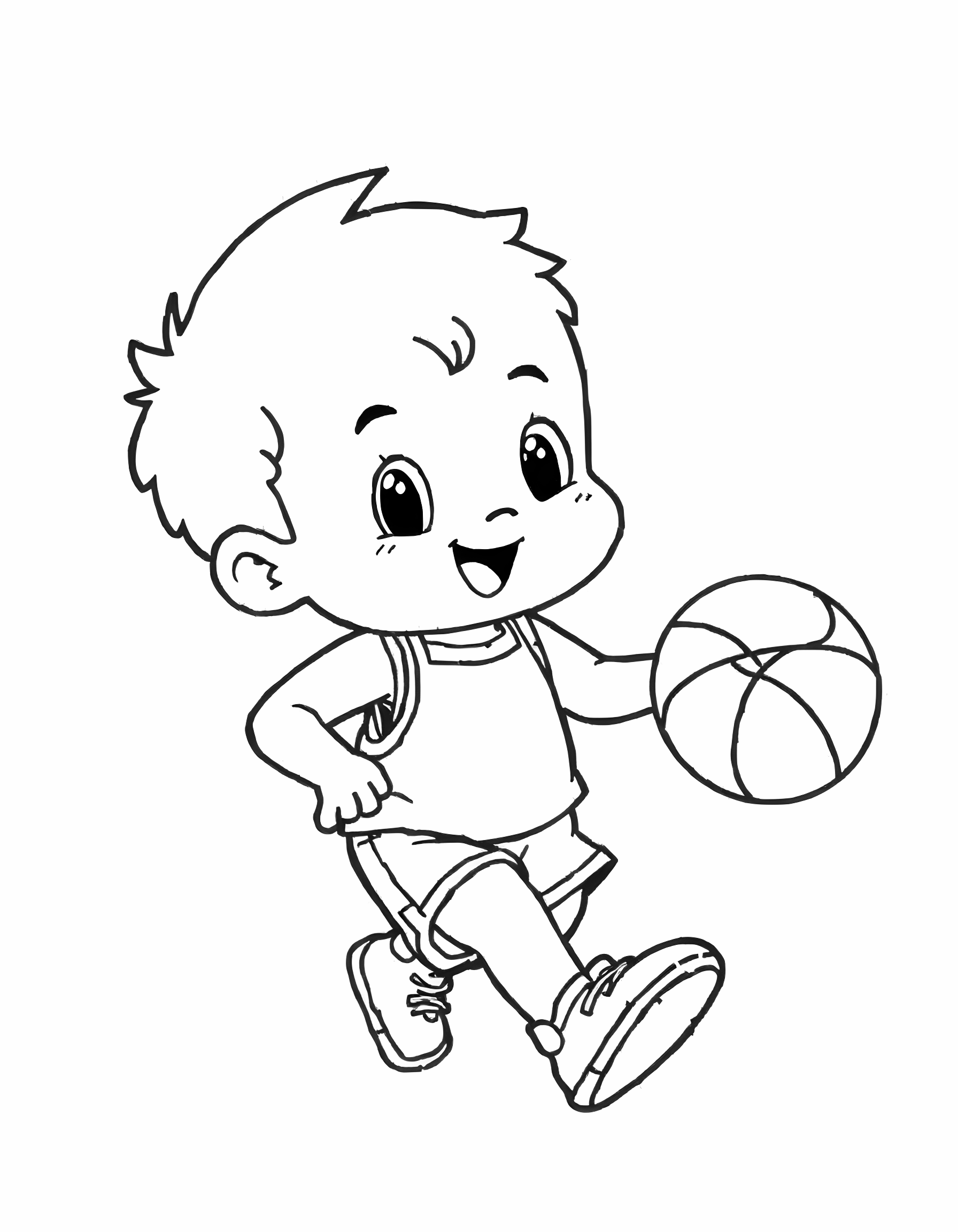 Boy Playing Basketball Coloring Page