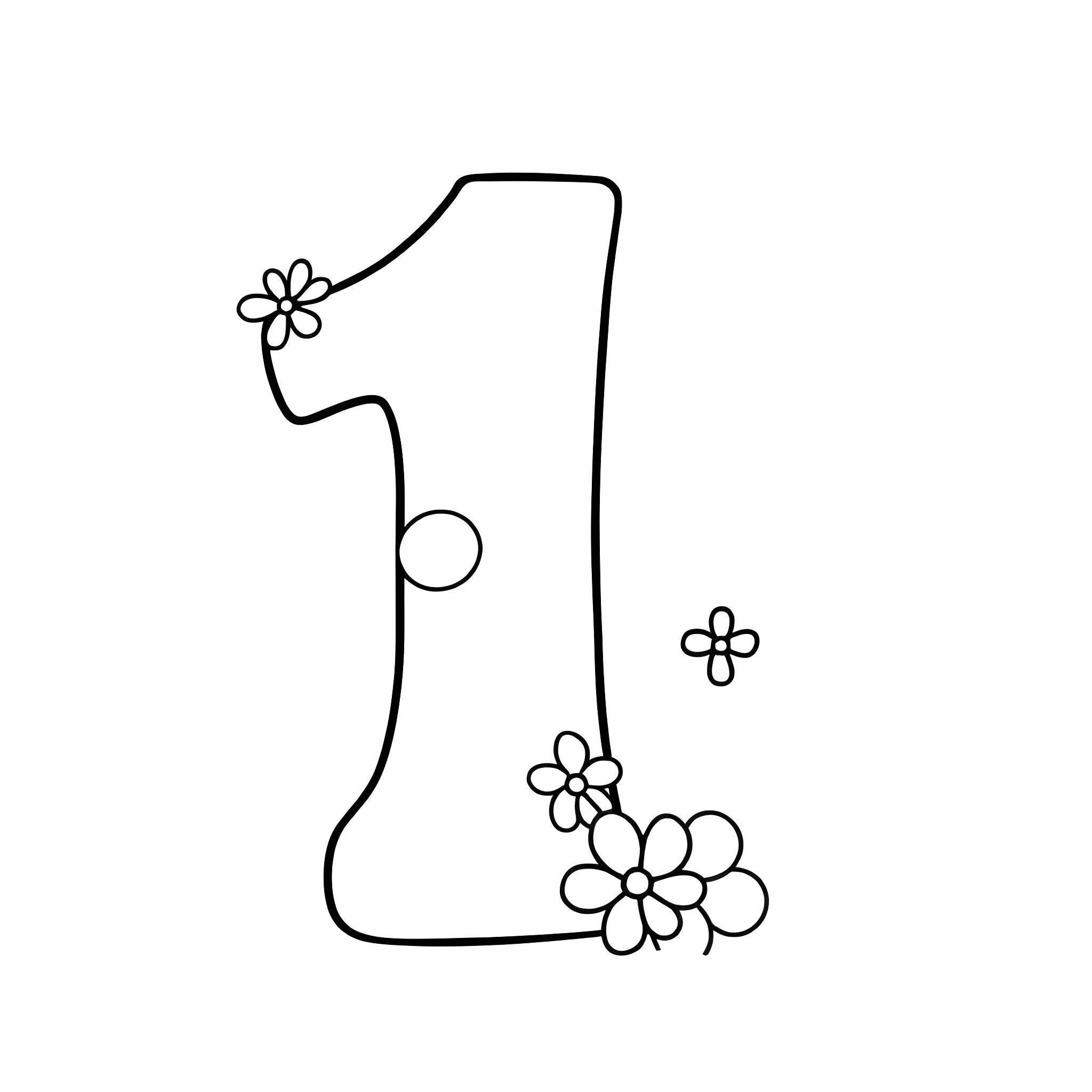 Draw The Number 1 With Colored Faces And... Coloring Page