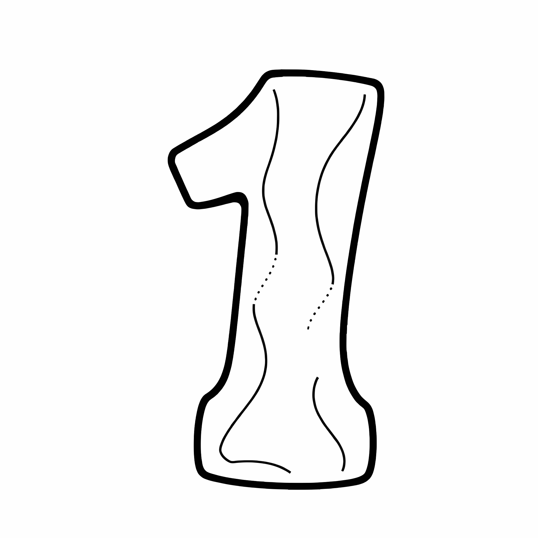 Draw The Number 1 Coloring Page