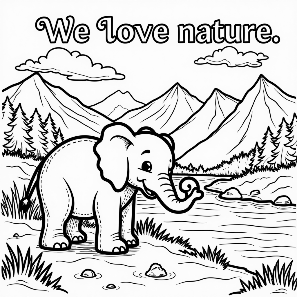 The Words We Love Nature On The Top Of Page A... Coloring Page