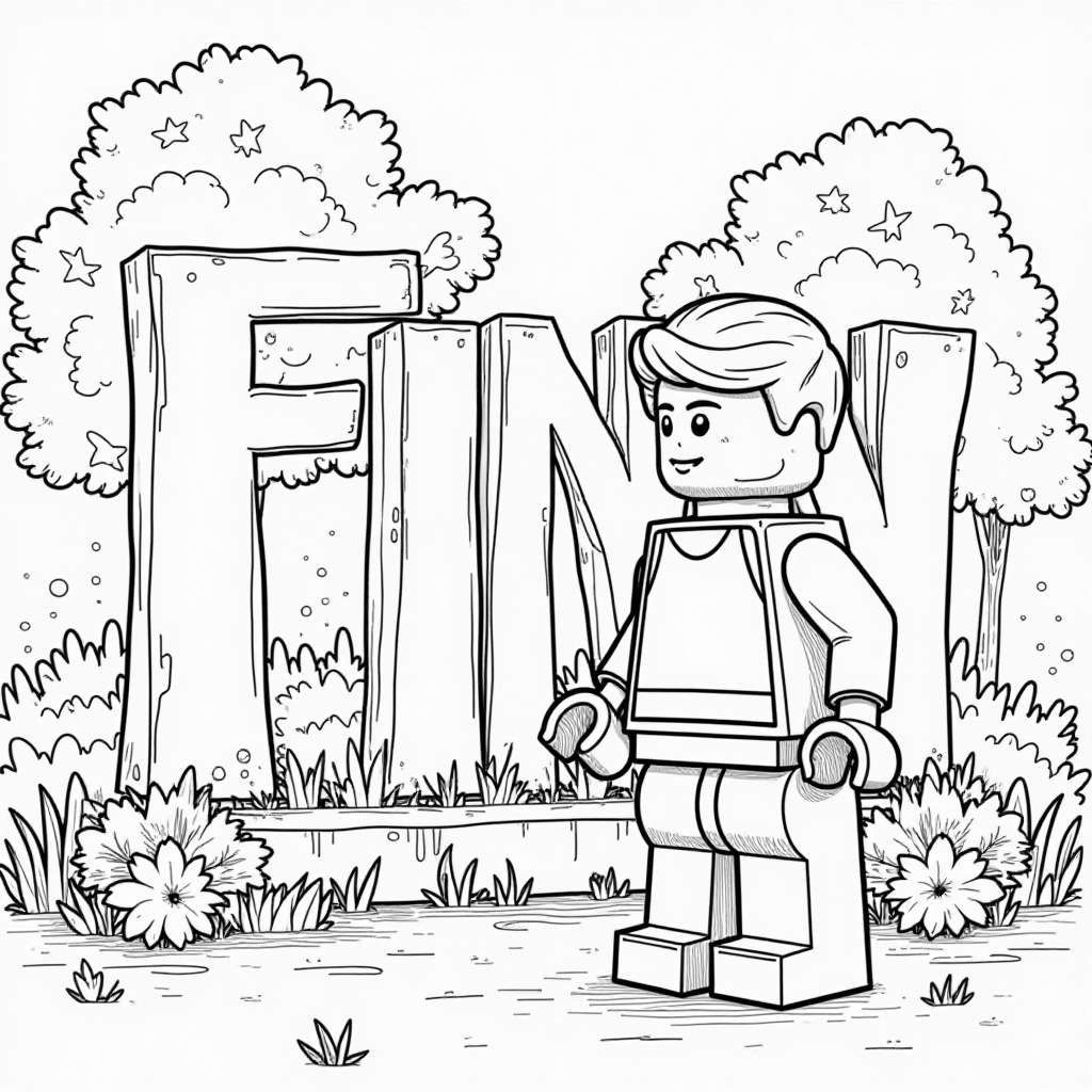 A Piece Of Lego Holding Up A Sign That Has The... Coloring Page