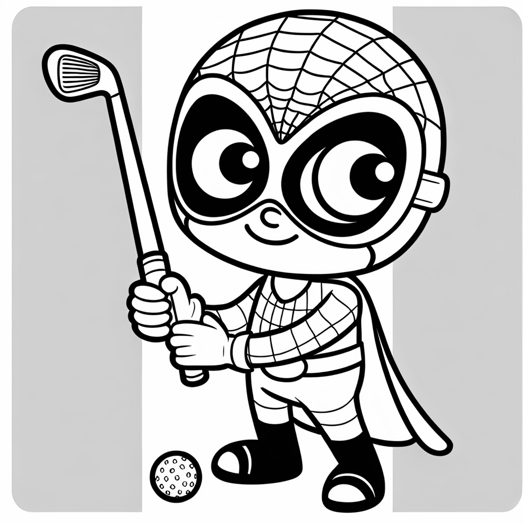 Spider Man Playing Golf Coloring Page