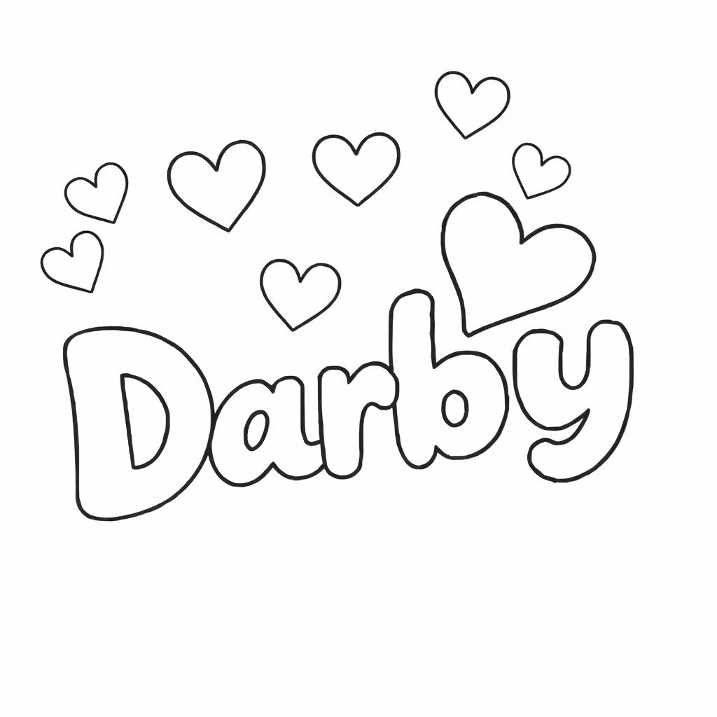 A Name Darby With Hearts Coloring Page
