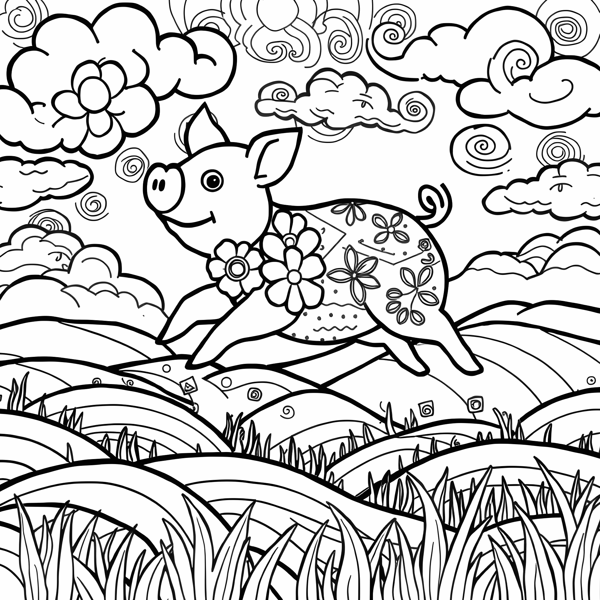 A Jumping Pig Coloring Page