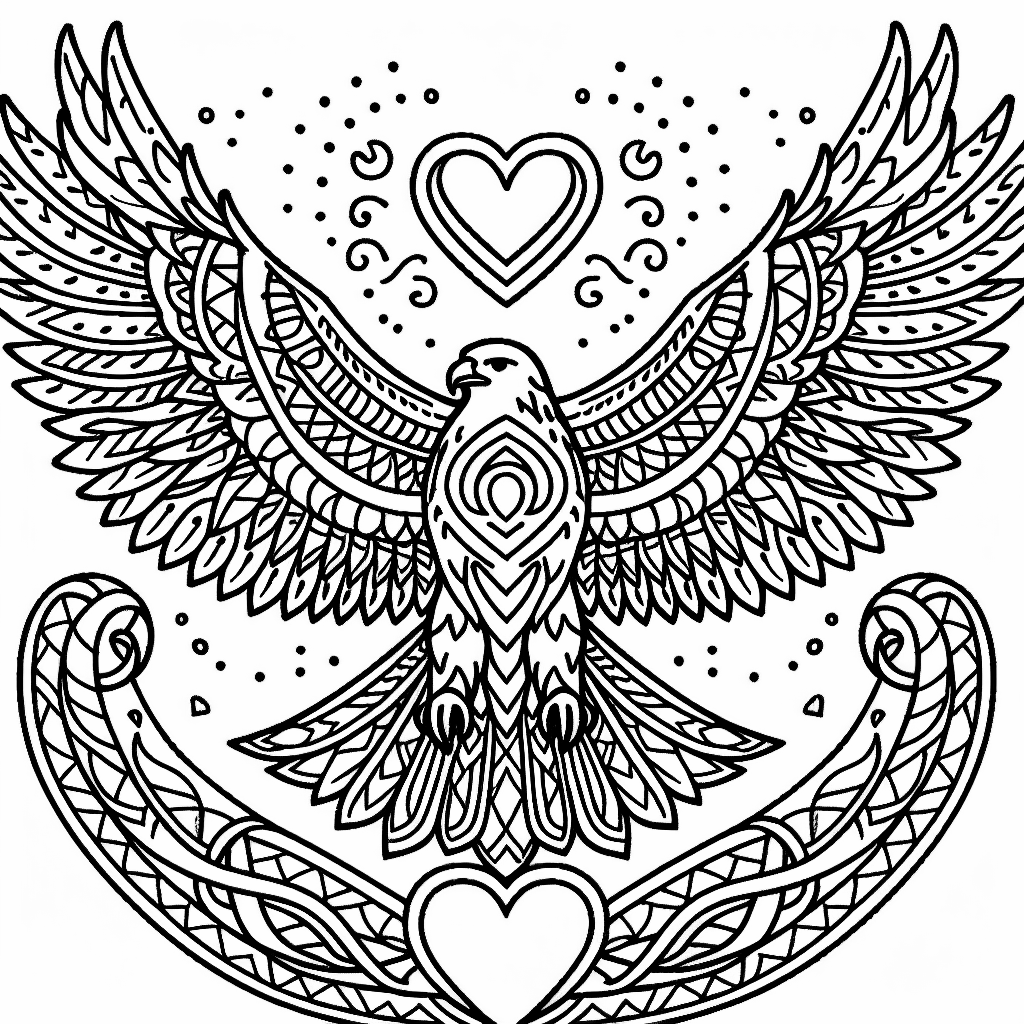 A Hawk With The Omega Symbol On His Wing With... Coloring Page