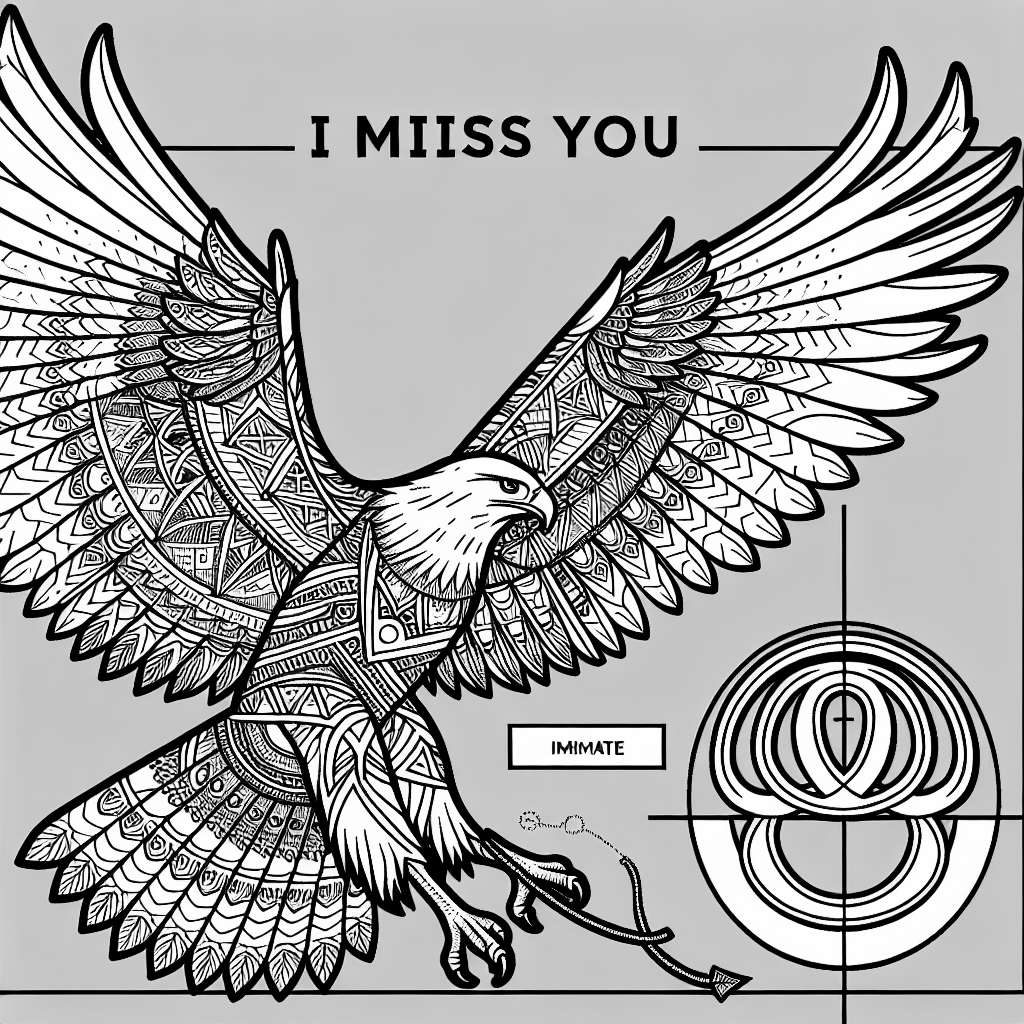 A Hawk With The Omega Symbol On His Wing With... Coloring Page