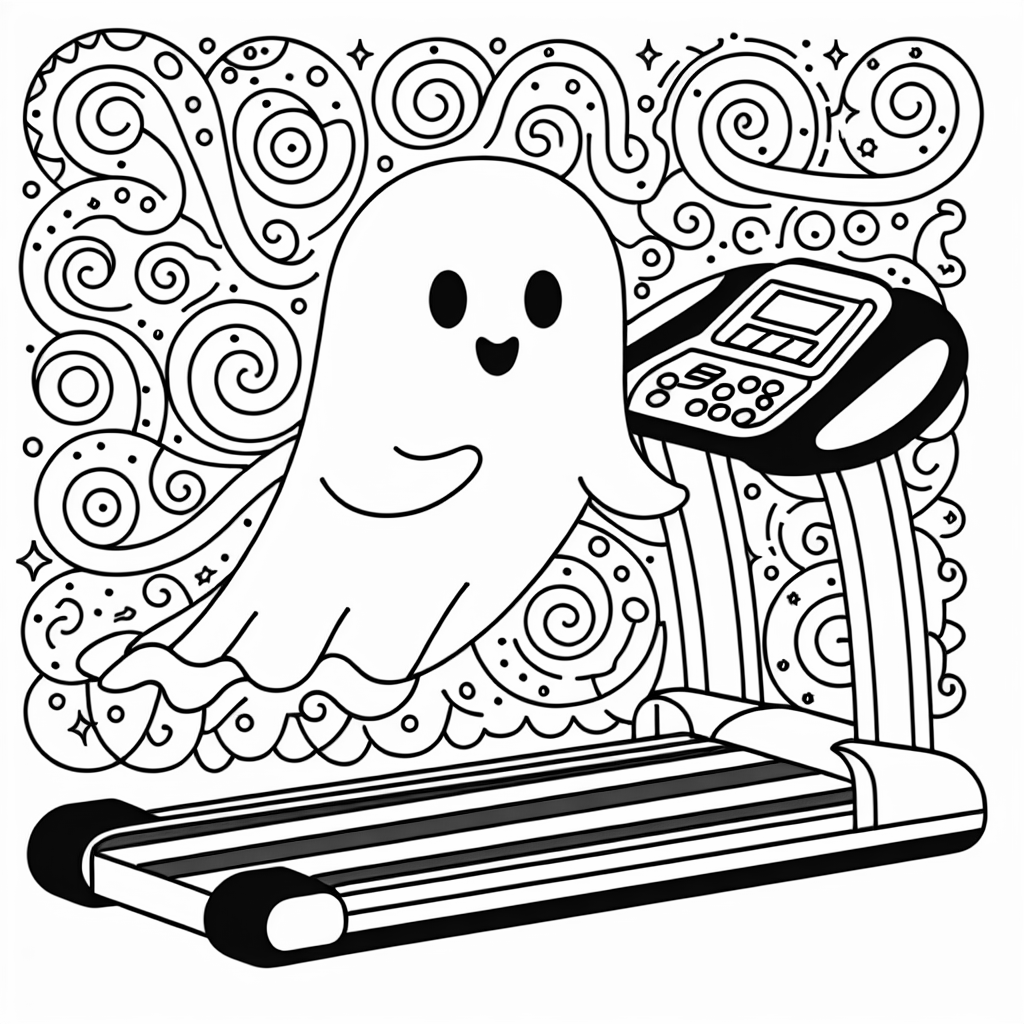 Ghost On A Treadmill Coloring Page