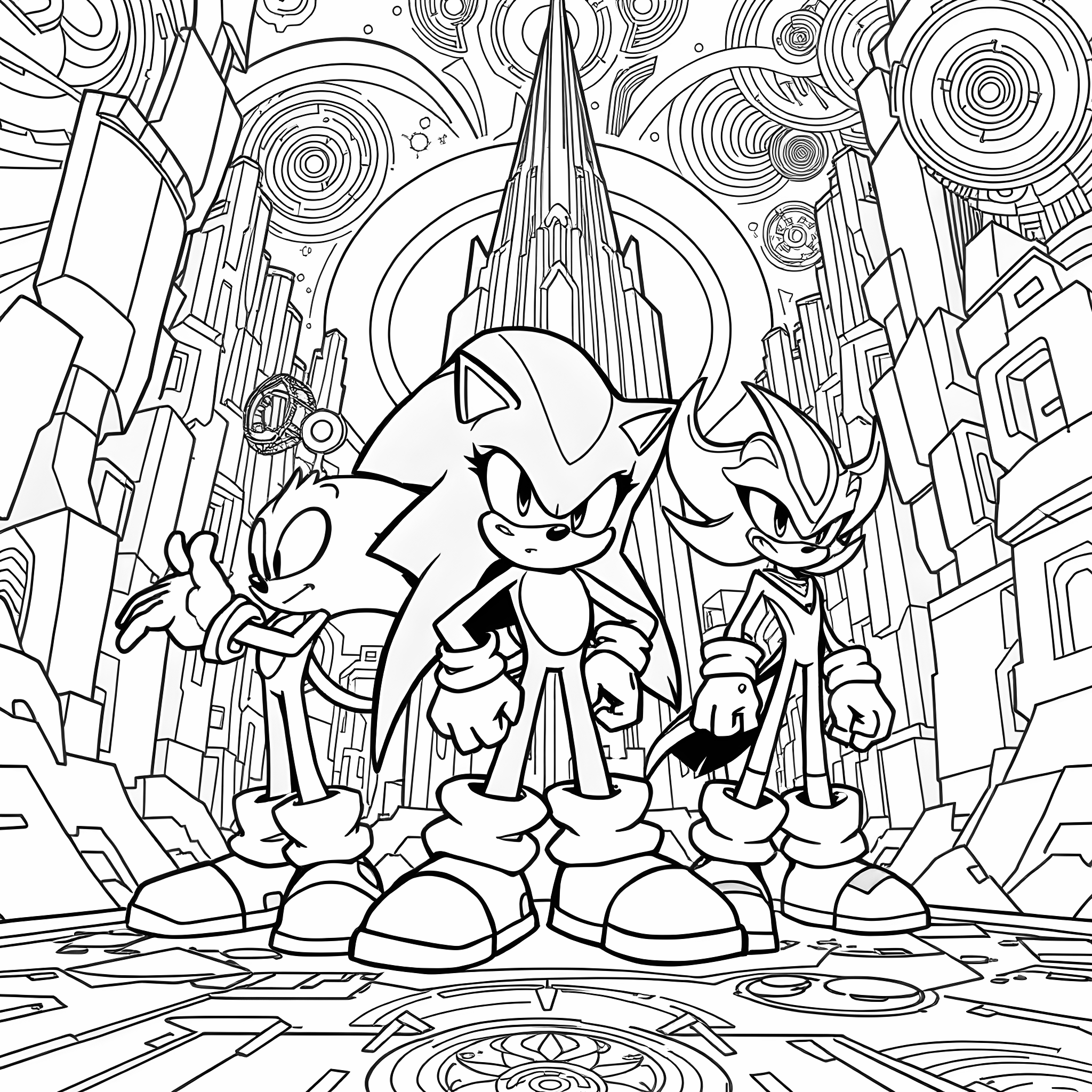 Sonic Shadow And Silver Coloring Page