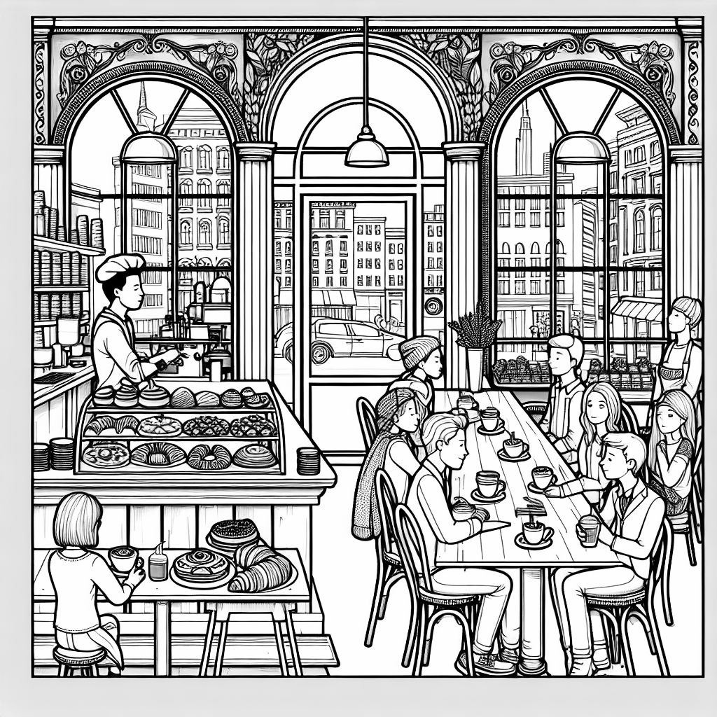 Coffee Shop Coloring Page