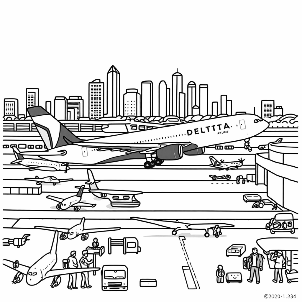 A Delta Air Lines A330 Taking Off From LAX Coloring Page