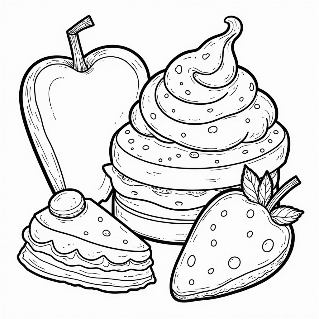 Cute Sweets Coloring Page