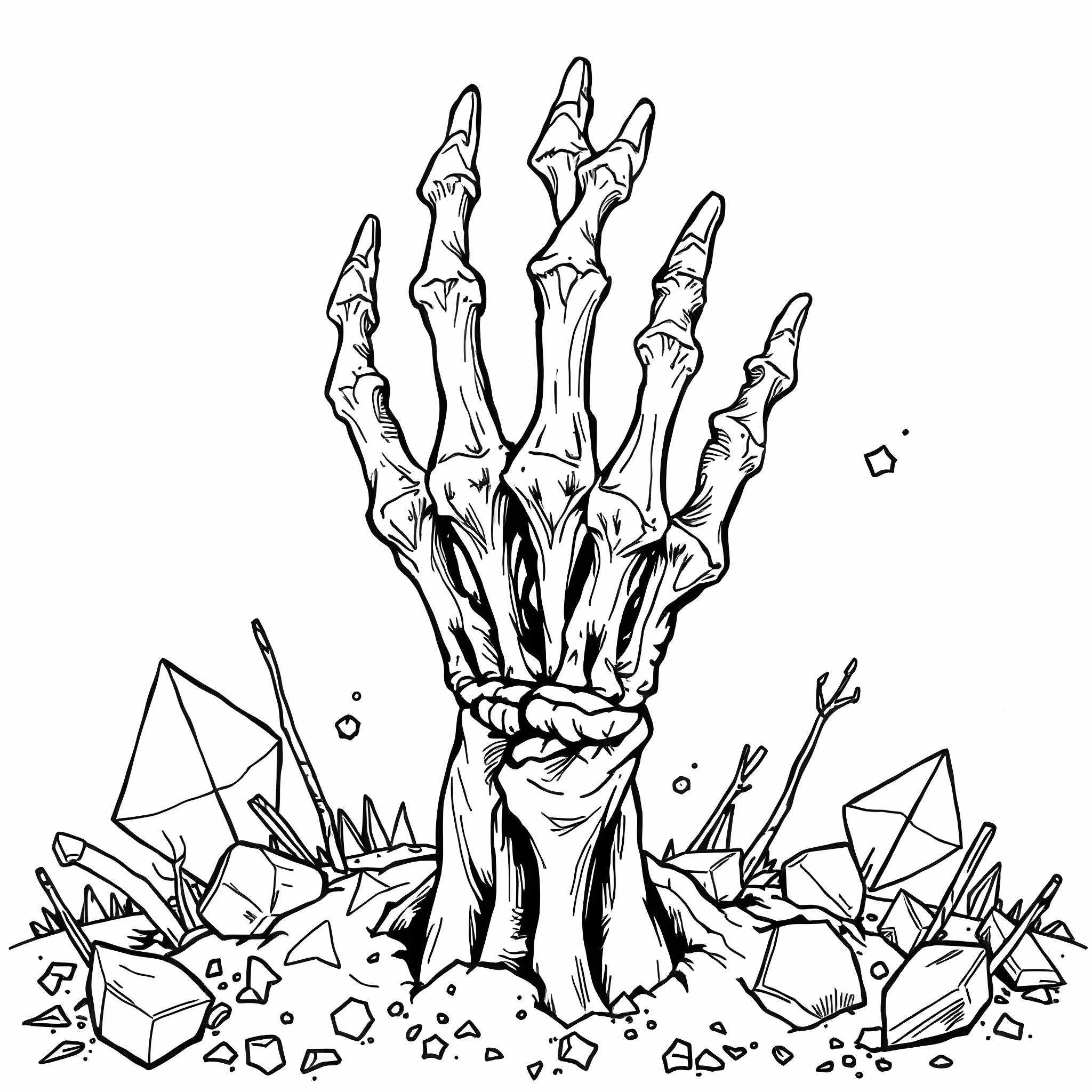 Create A Zombie Hand With Tendons Muscles And... Coloring Page