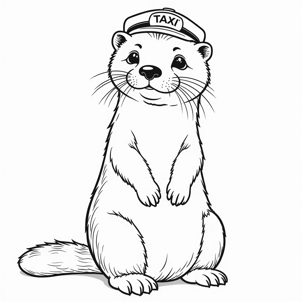 Taxi Driver Otter Coloring Page