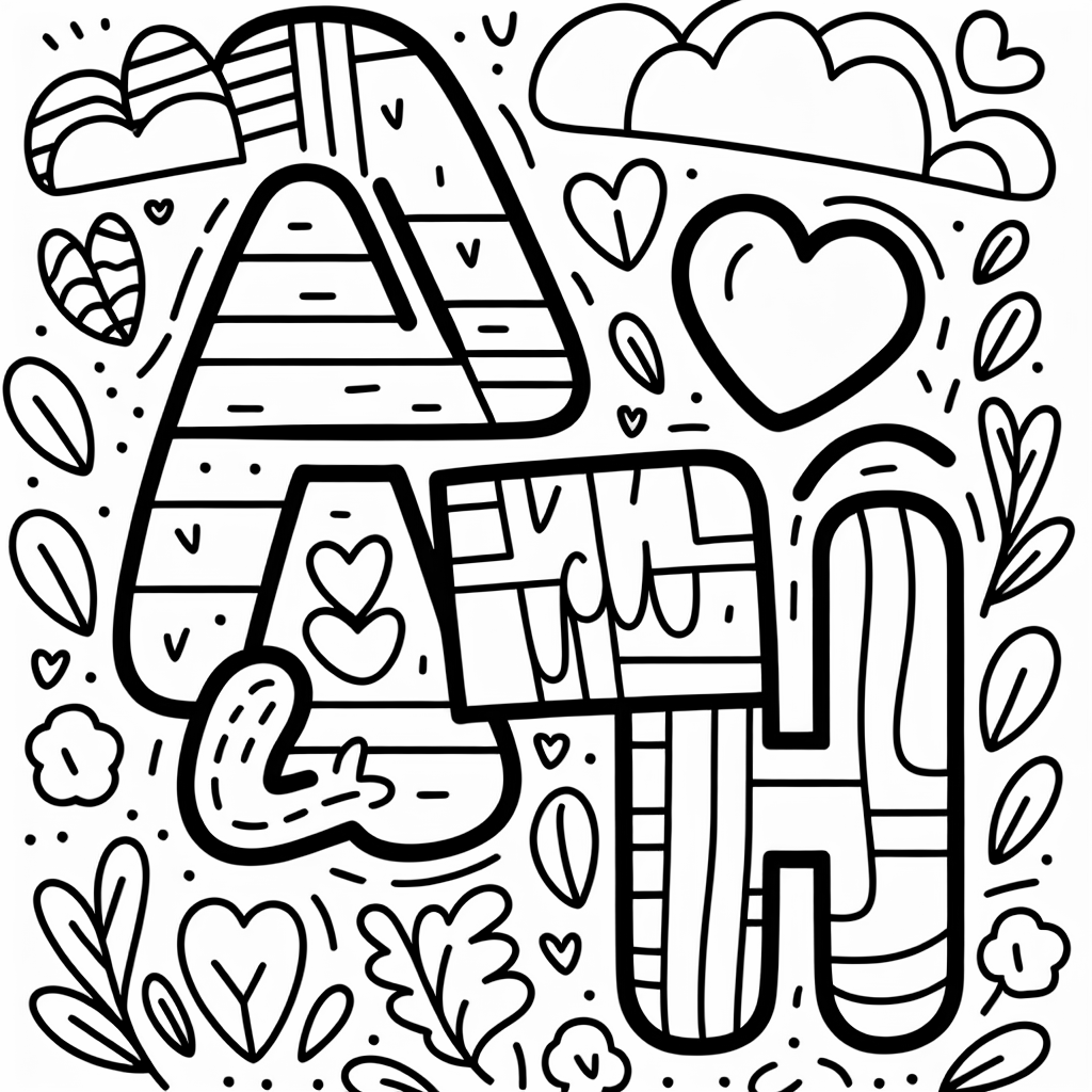 Write Names Arya Loves Haritha I Want The... Coloring Page