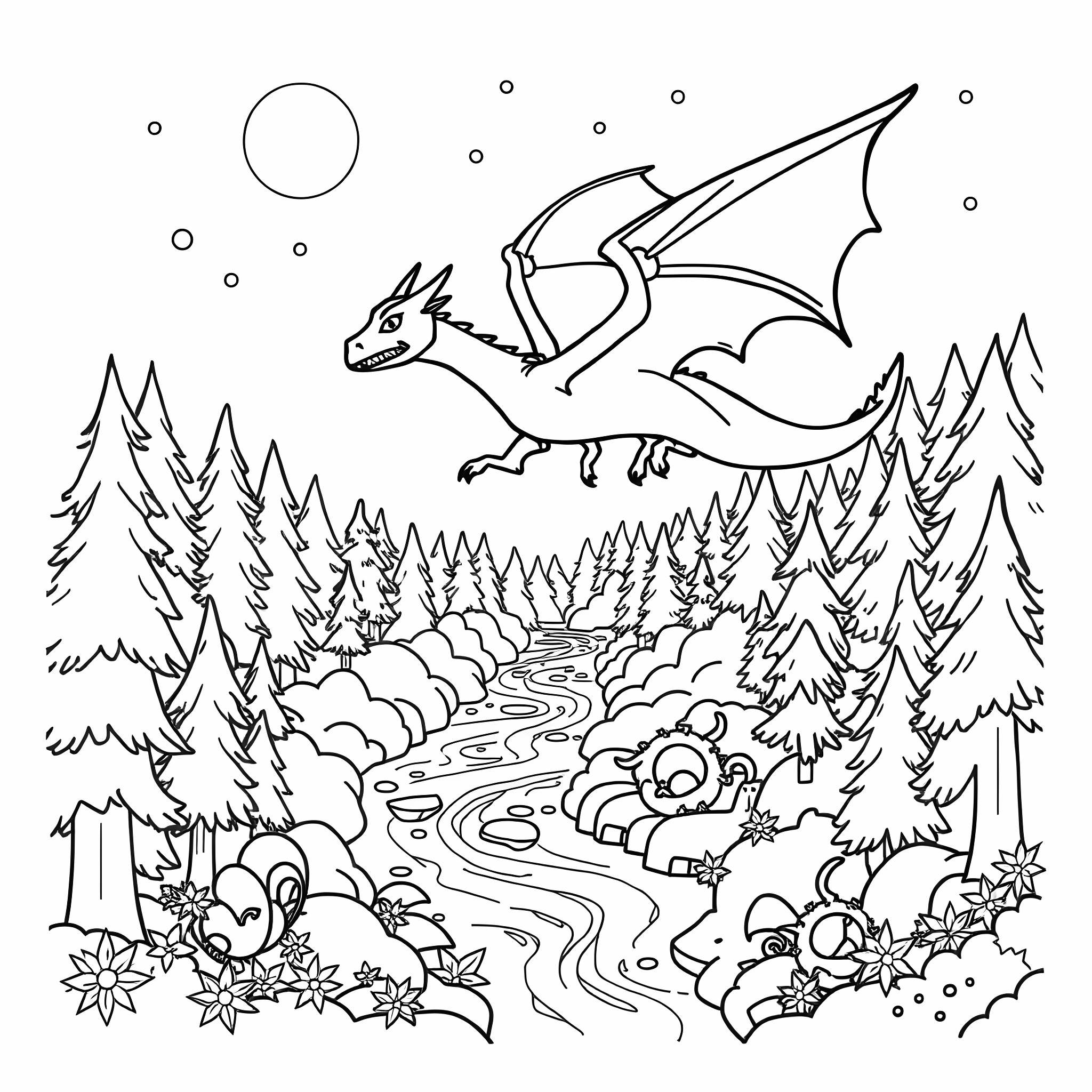 Rainbow Dragon Coloring Page | Free Printable