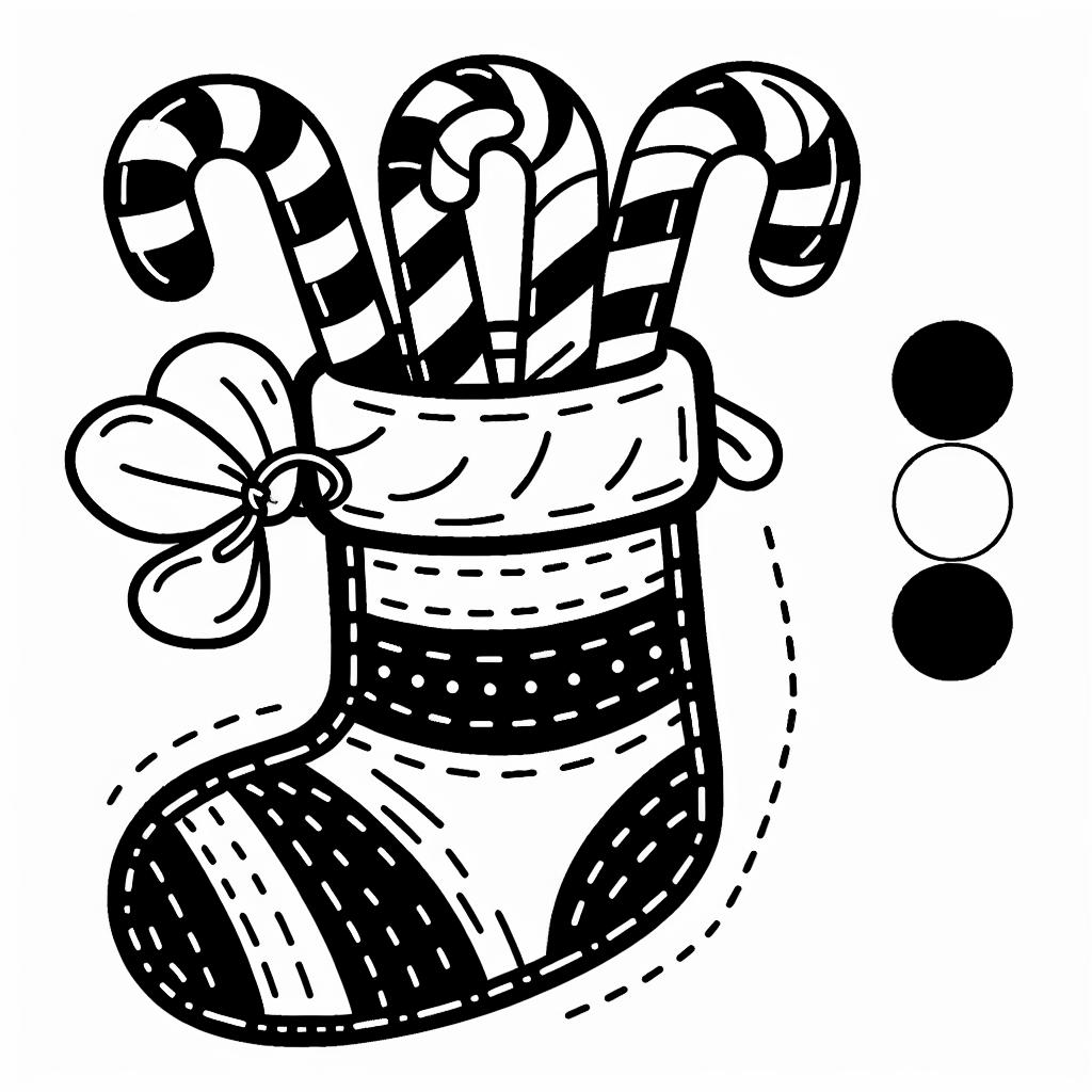 A Christmas Stocking With Candy Canes Sticking Out... Coloring Page