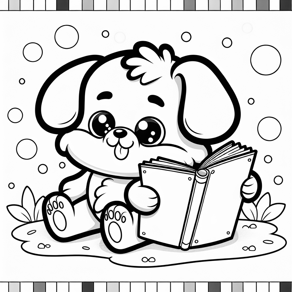 Bluey Reading A Book Coloring Page