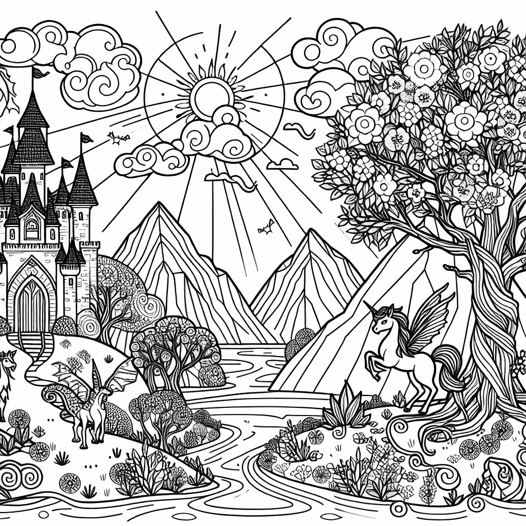 Fantasy Landscapes Coloring Page
