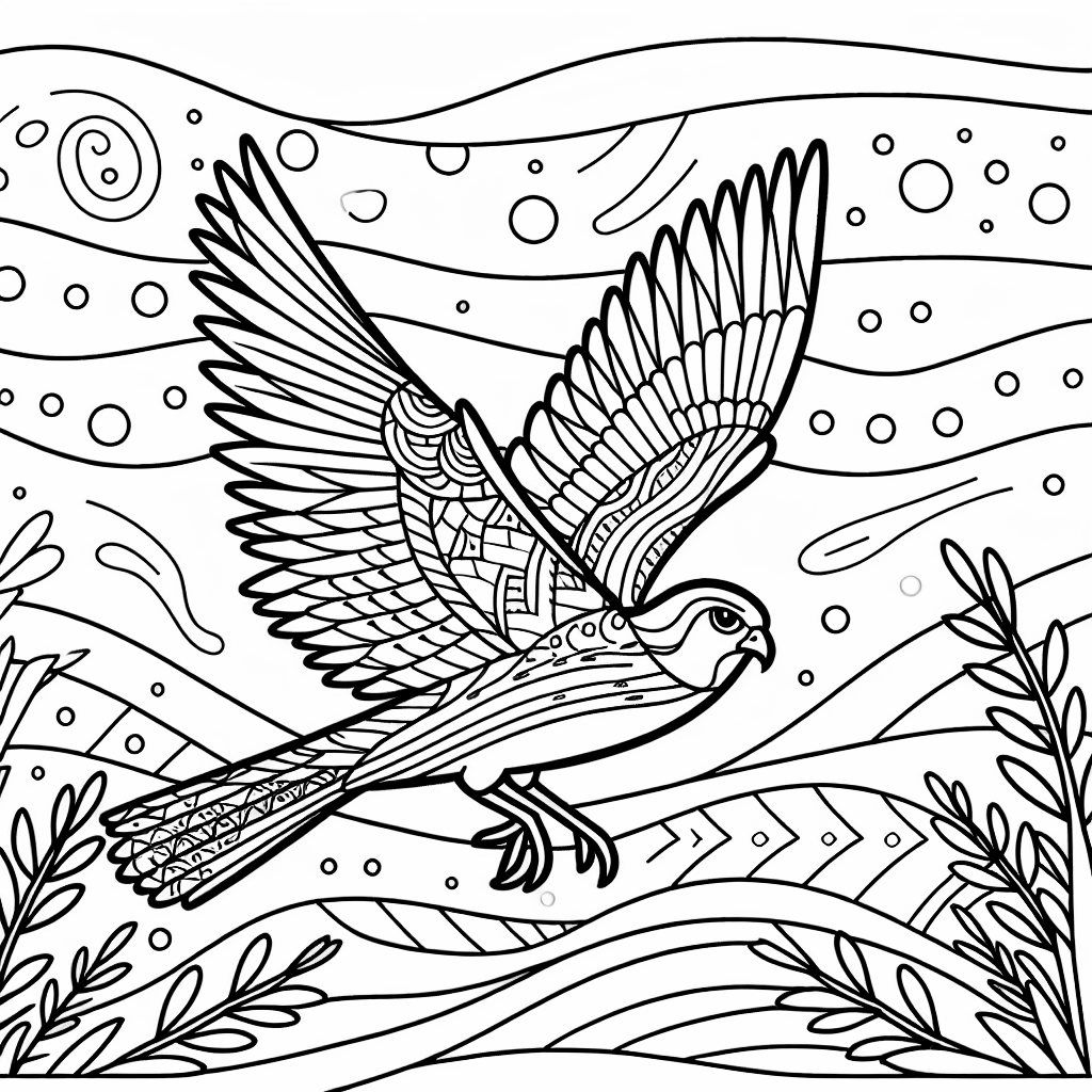Falcon Flying Coloring Page