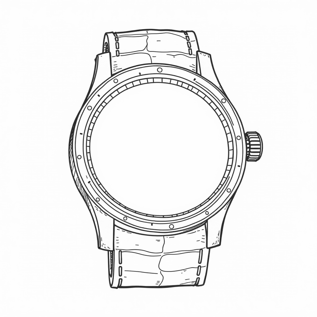 Plain Blank Watch On A Wrist Coloring Page