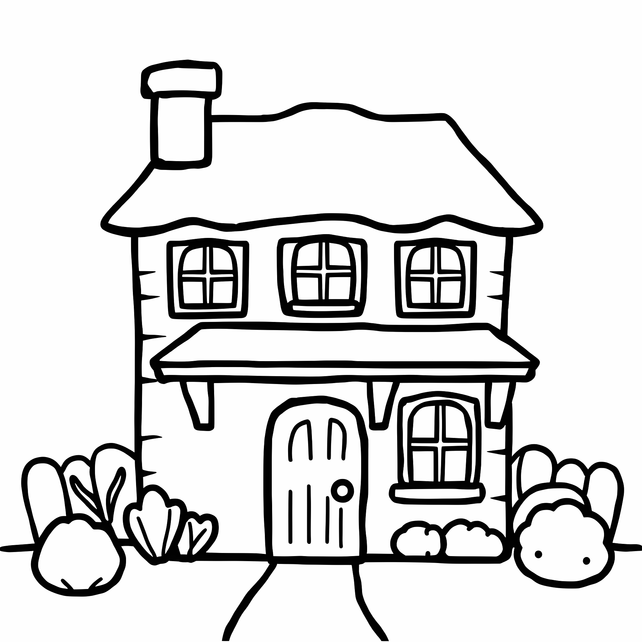 Traditional House Illustrate A Traditional House... Coloring Page