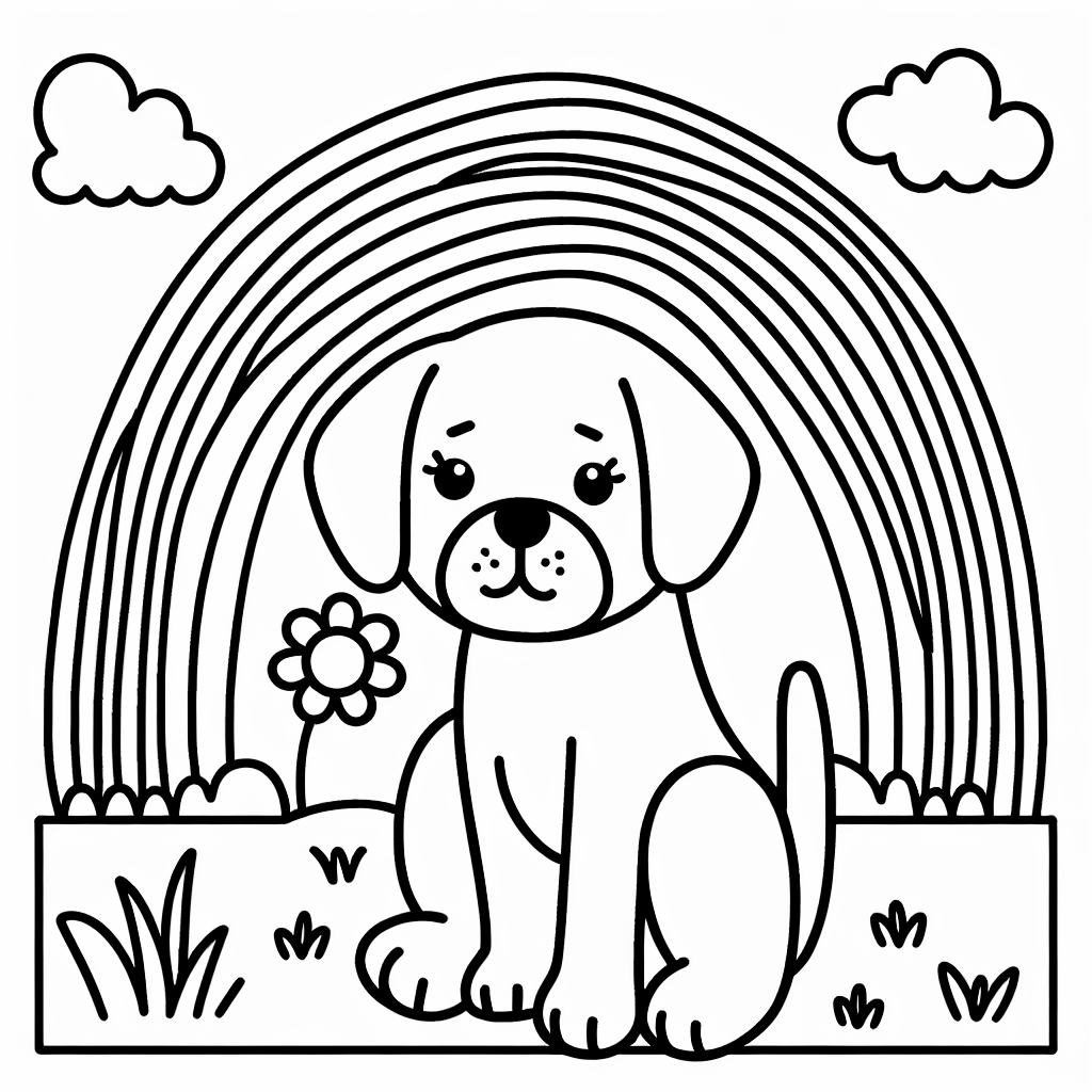 Dog With Rainbow Coloring Page