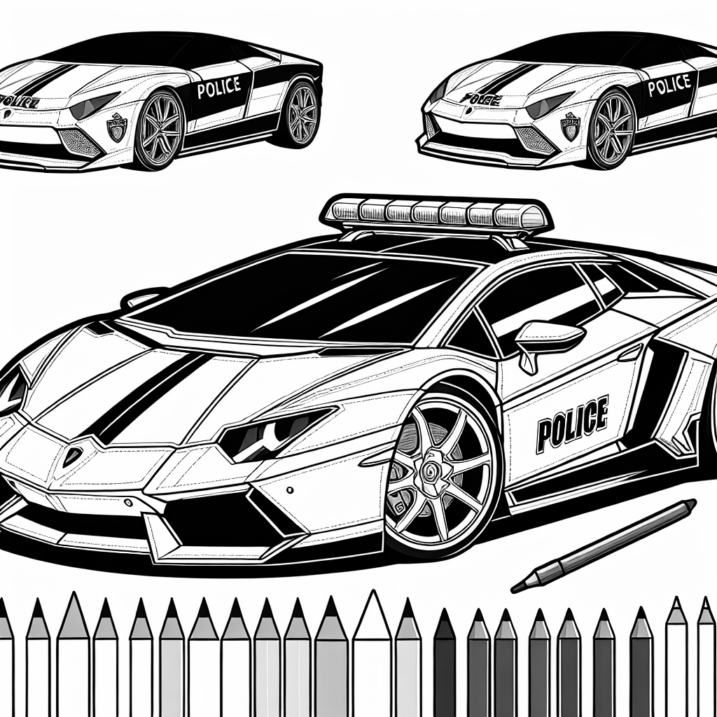 A Plain Lamborghini Police Car With Siren Coloring Page